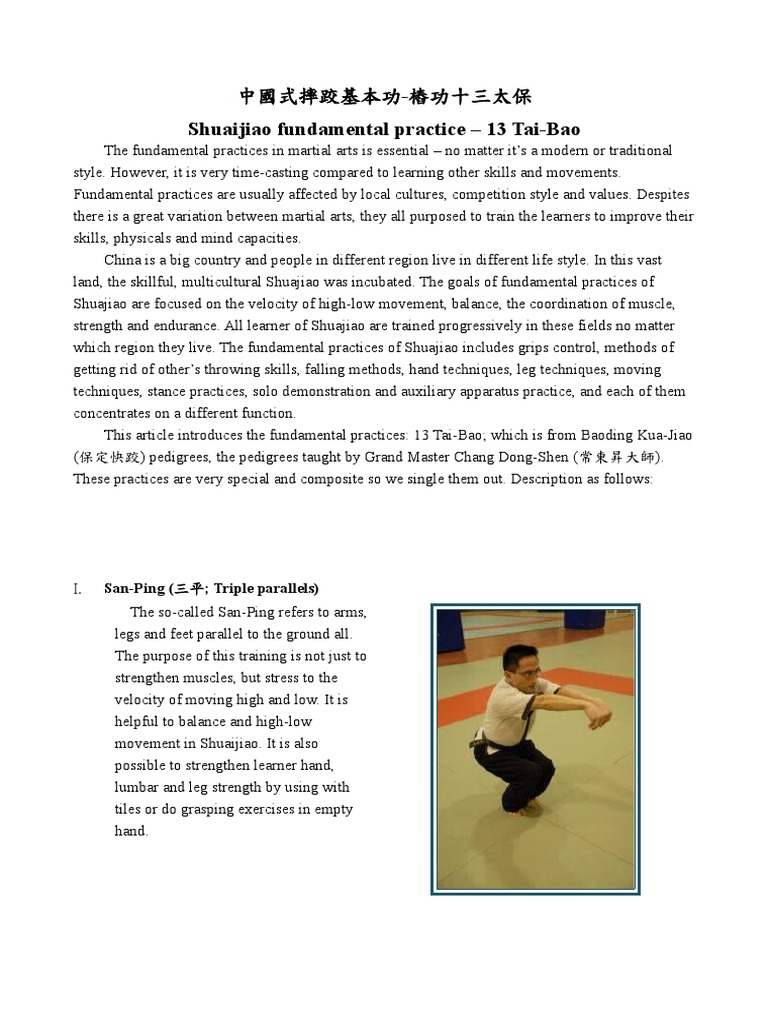 Shuai Jiao Fundamentals: 13 Tai-Bao | PDF | Self-Improvement