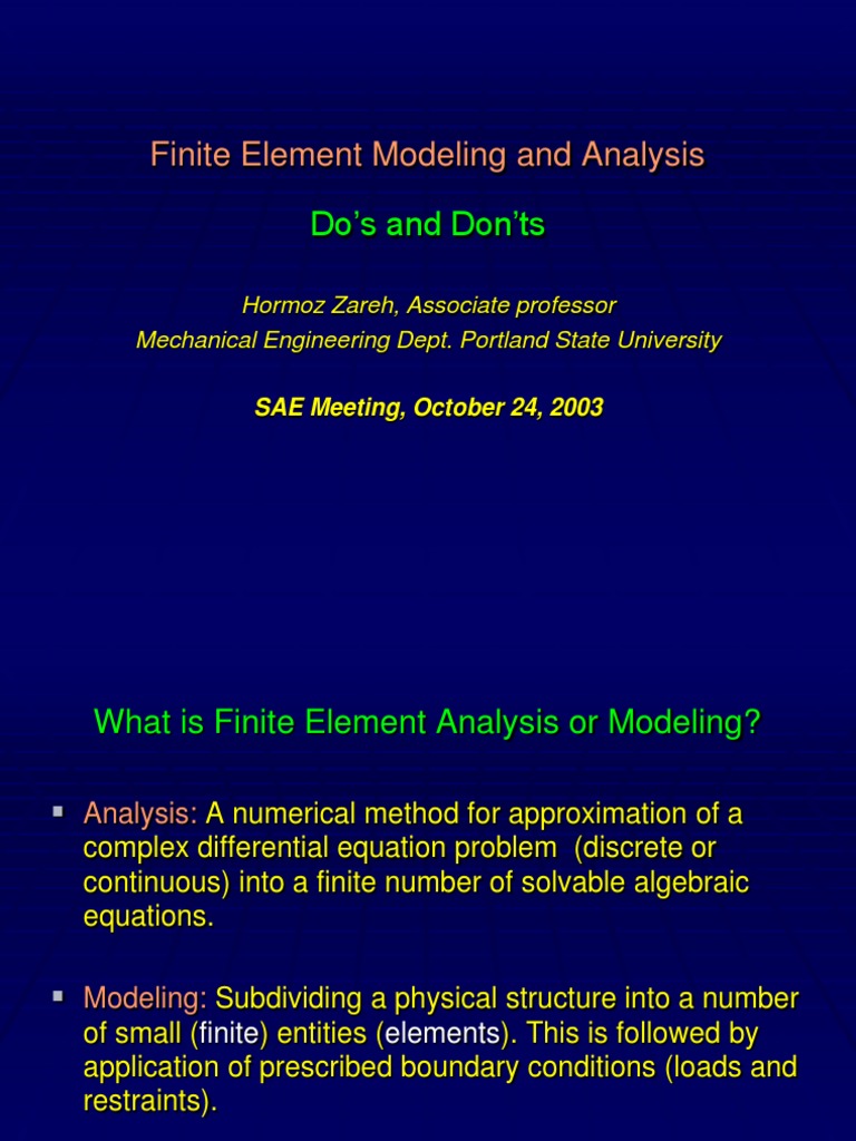Finite Element Model and Analysis | PDF