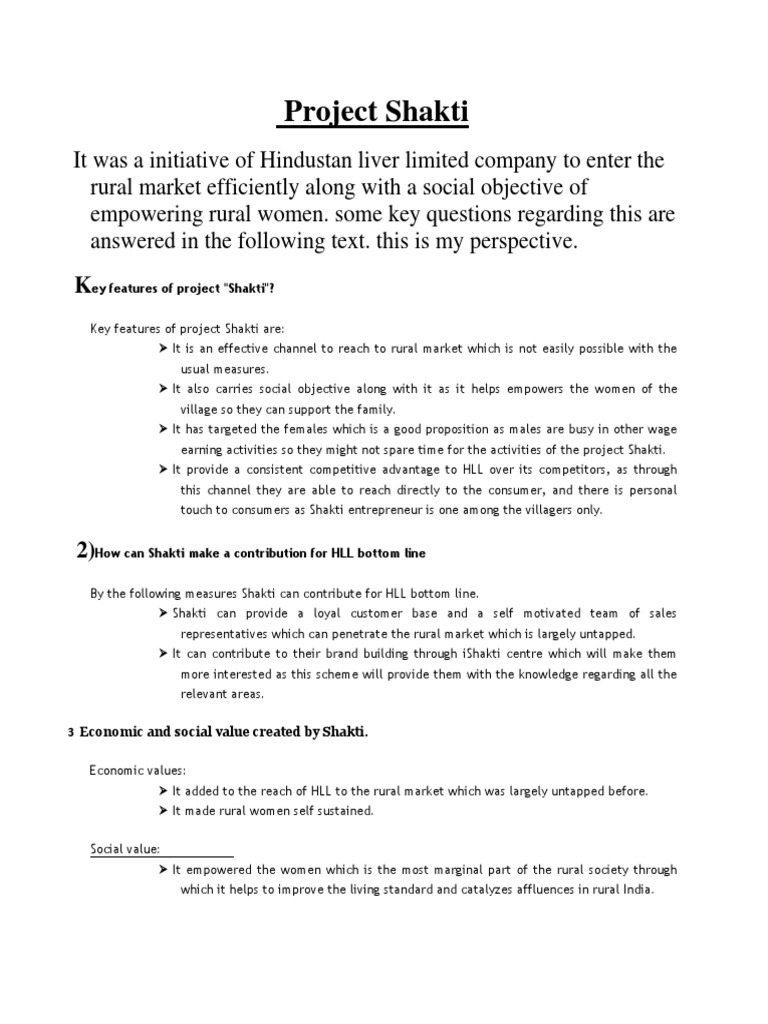 Project Shakti | PDF | Corporate Social Responsibility | Market (Economics)