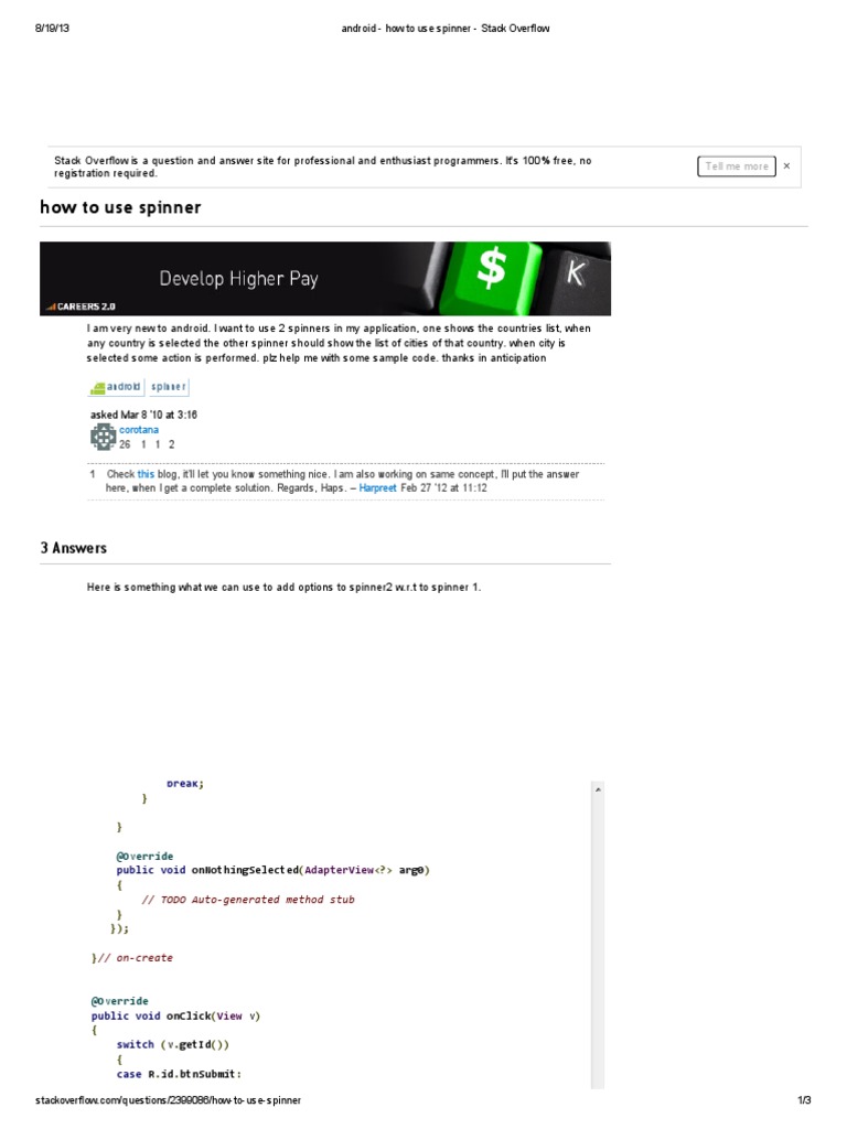 Android How To Use Spinner Stack Overflow Pdf Areas Of Computer Science Computing