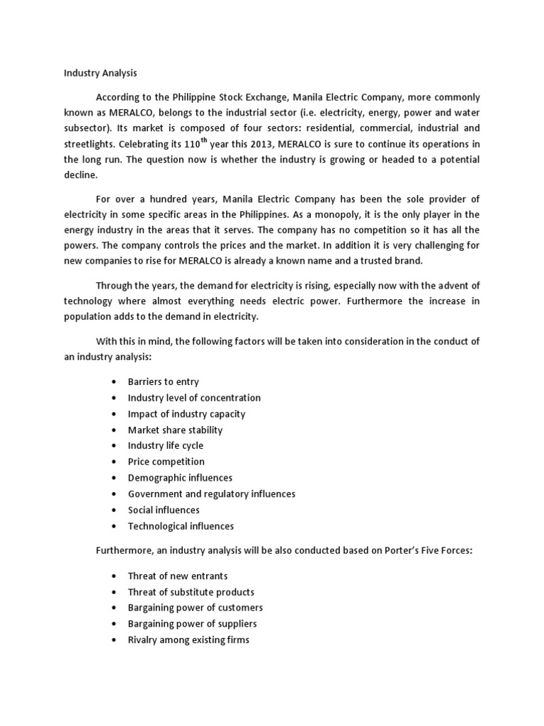 Meralco Analysis | PDF | Monopoly | Energy Development