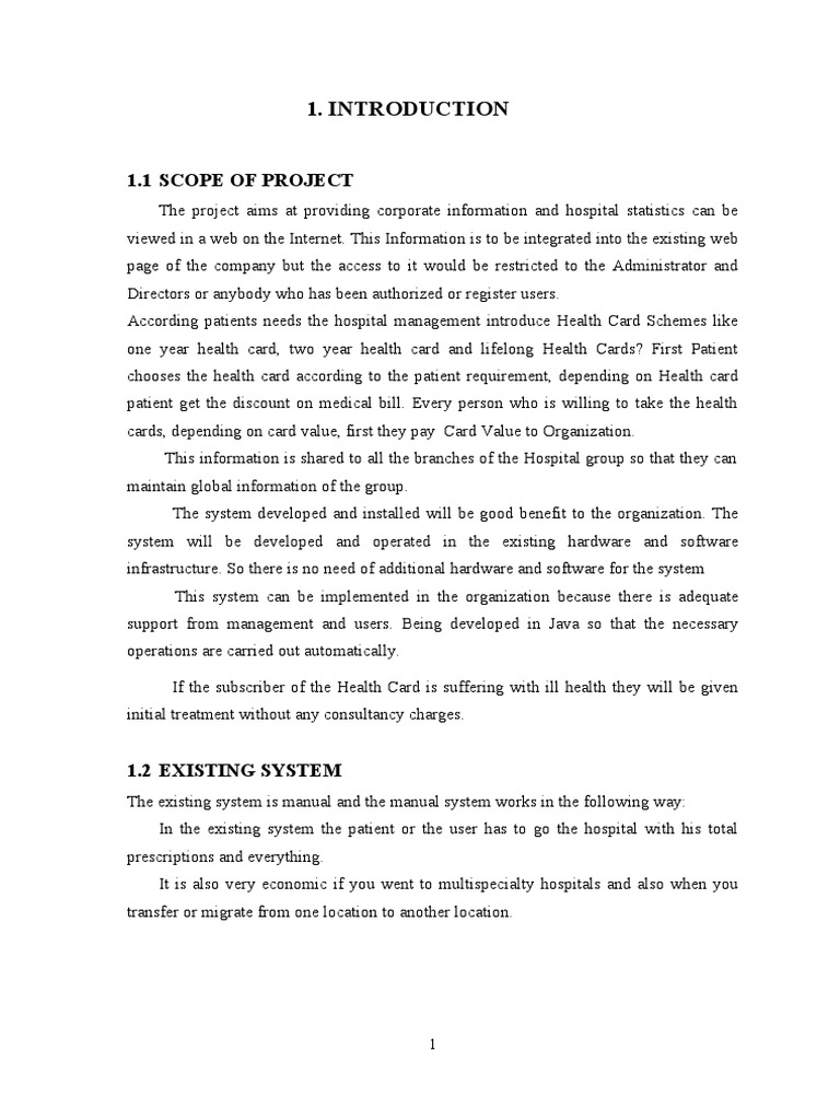 Project Report On Healthcard Management | PDF