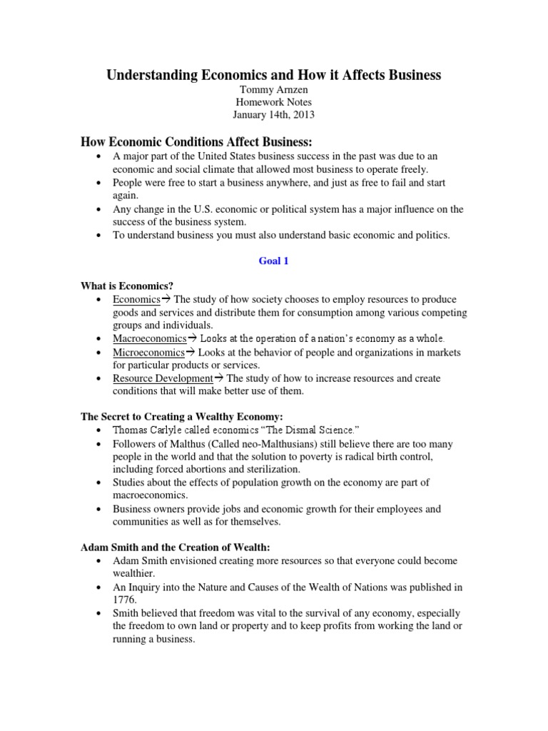 (Chapter 2) Understanding Economics and How It Affects Business | Download Free PDF | Free ...