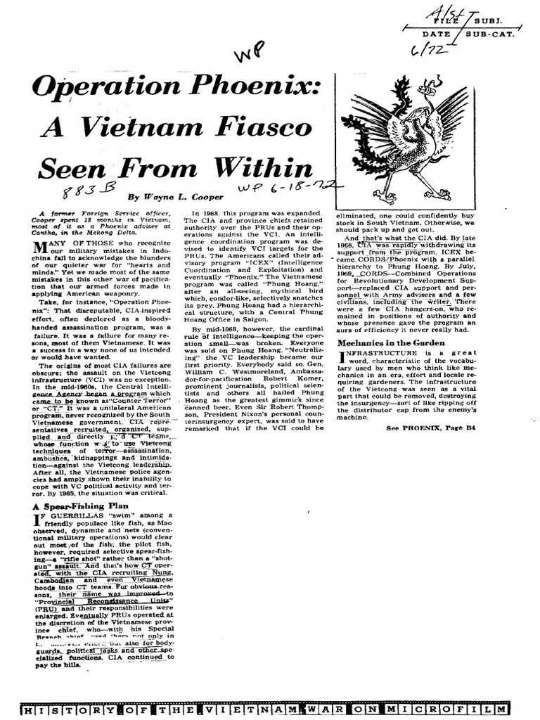 Operation Phoenix: A Vietnam Failure | PDF | Viet Cong | Indochina Wars