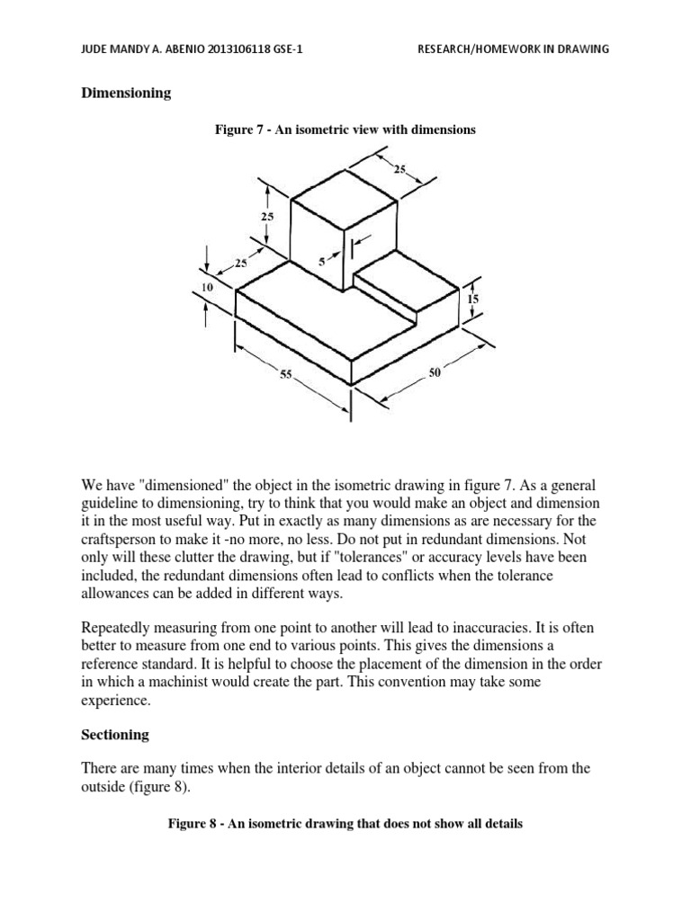 Dimensioning: Figure 7 - An Isometric View With Dimensions | PDF