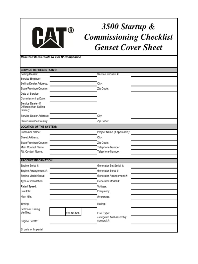 3500 Start Up and Commissioning Checklist | PDF | Turbocharger ...