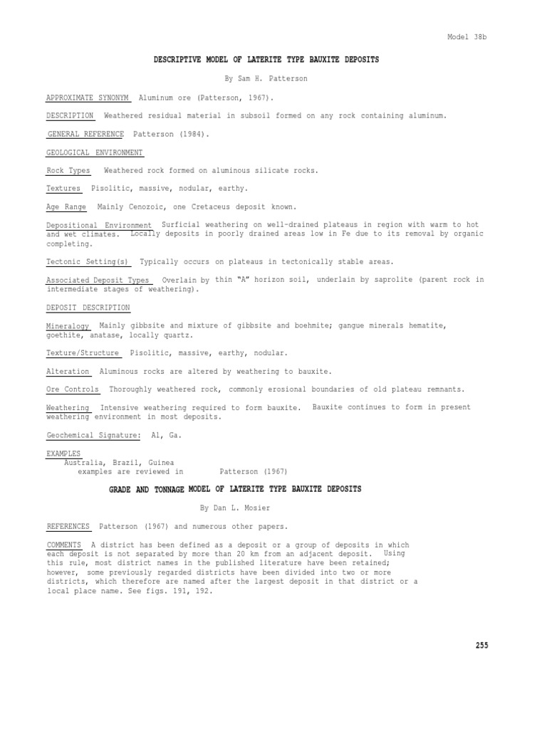 Descriptive Model of Laterite Type Bauxite Deposits | PDF | Weathering ...