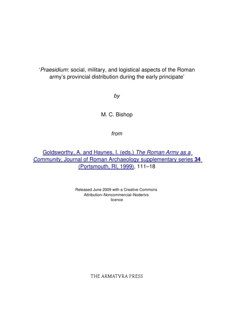 Roman Army Garrisoning in the Early Principate | PDF | Roman Legion ...