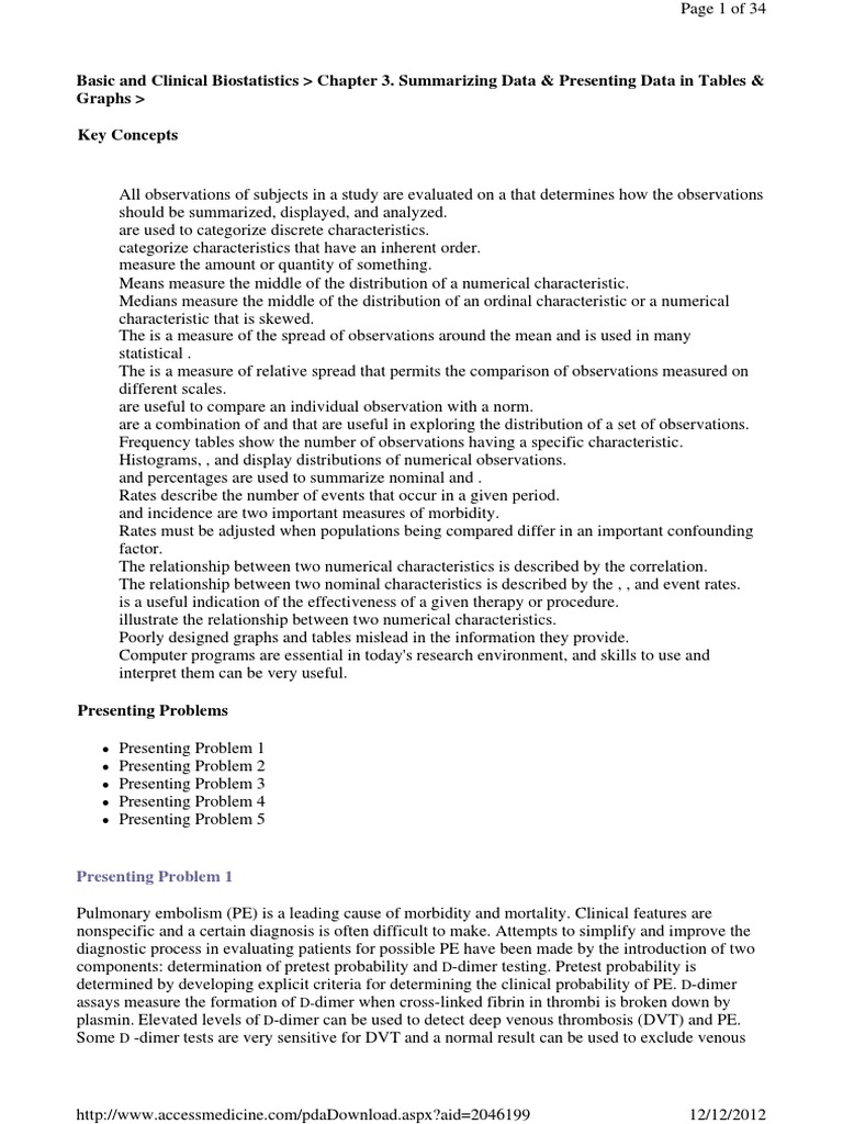 Basic and Clinical Biostatistics Chapter 3. Summarizing Data & Presenting Data in Tables ...