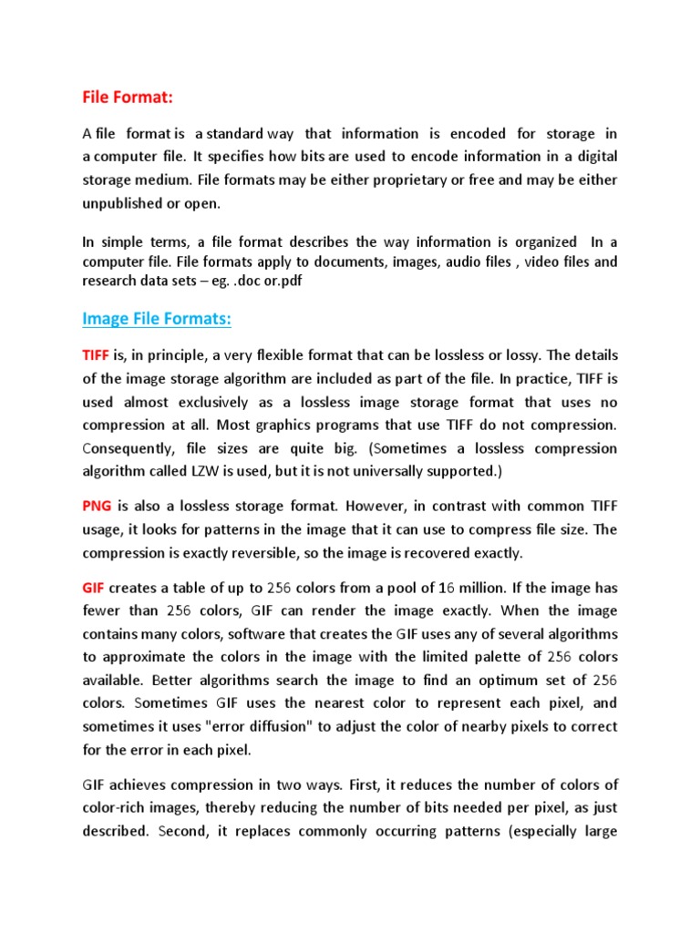File Formats Assignment | PDF | Text File | Html