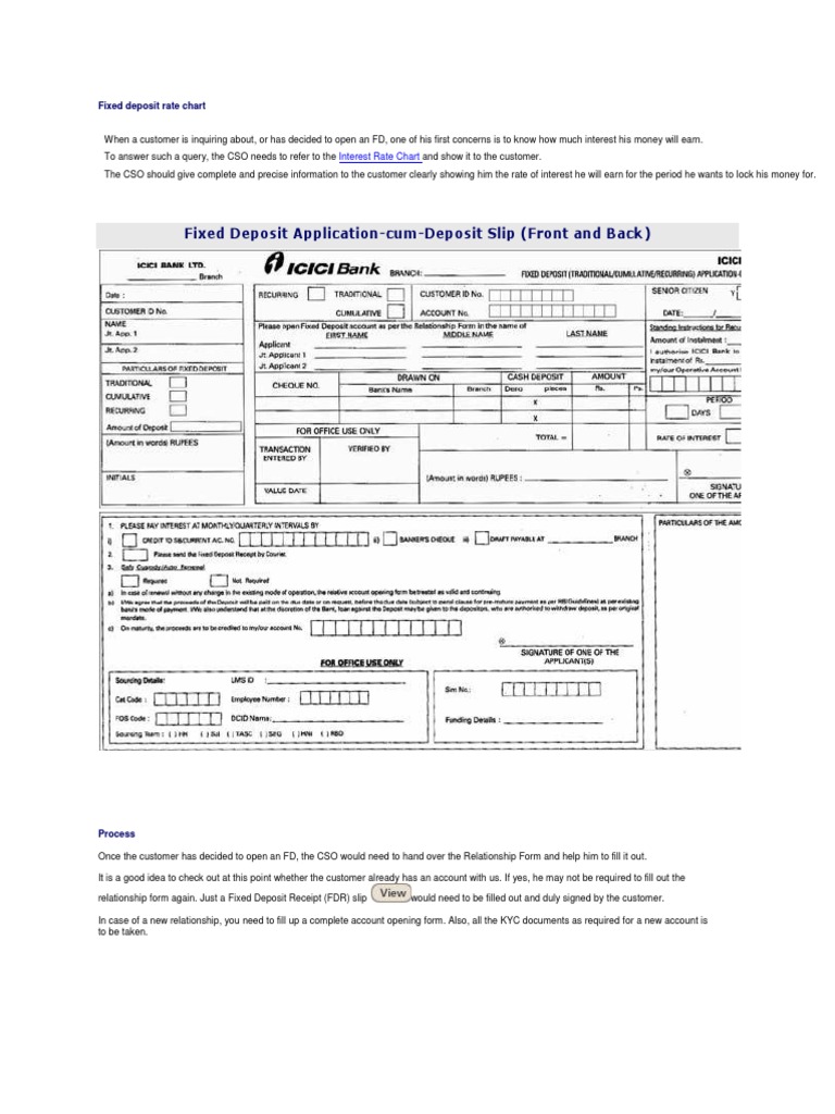 Fixed Deposit Rate Chart | PDF | Cheque | Service Industries
