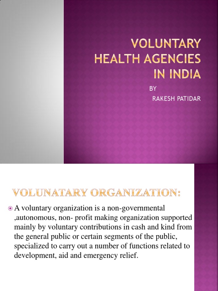 Voluntary Health Agencies in India | PDF | Non Governmental ...