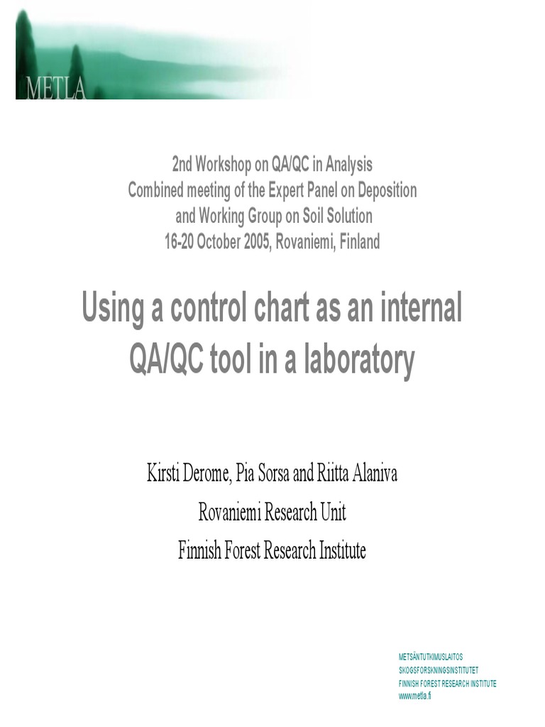 Using A Control Chart As An Internal QA/QC Tool in A Laboratory | PDF ...