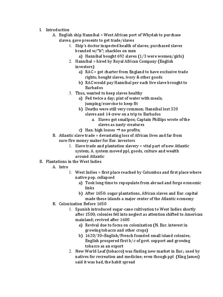 Ch. 18 Outline AP World | PDF | Sugarcane | Plantation