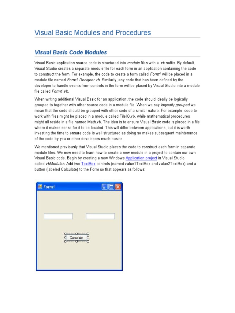 Unit 4 VB | PDF | Subroutine | Parameter (Computer Programming) Unit 4 VB | PDF | Subroutine | Parameter (Computer Programming)