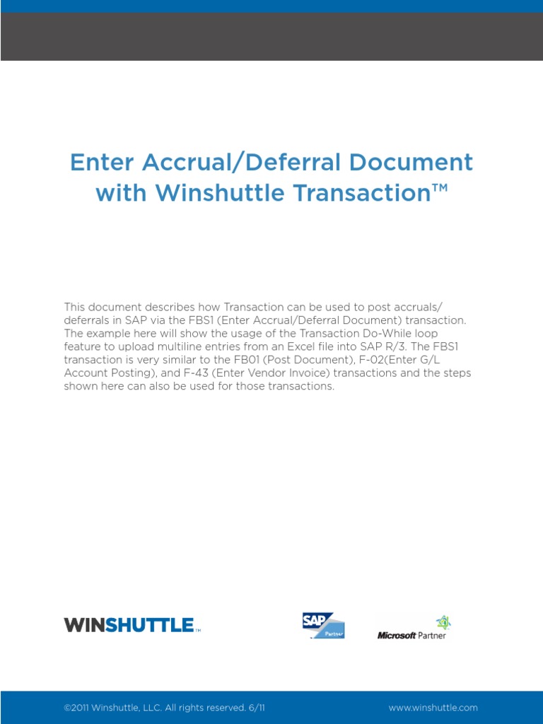 Enter Accrual/Deferral Document With Winshuttle Transaction™ | PDF ...