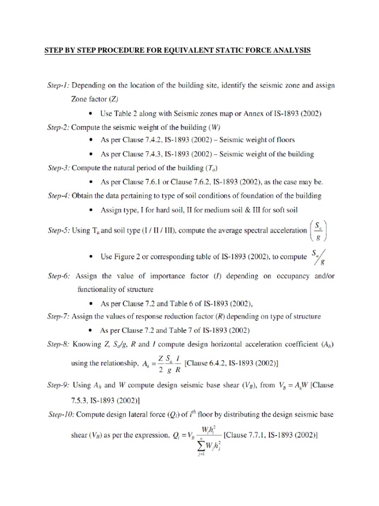 Step by Step Procedure For Equivalent Static Force Analysis | PDF