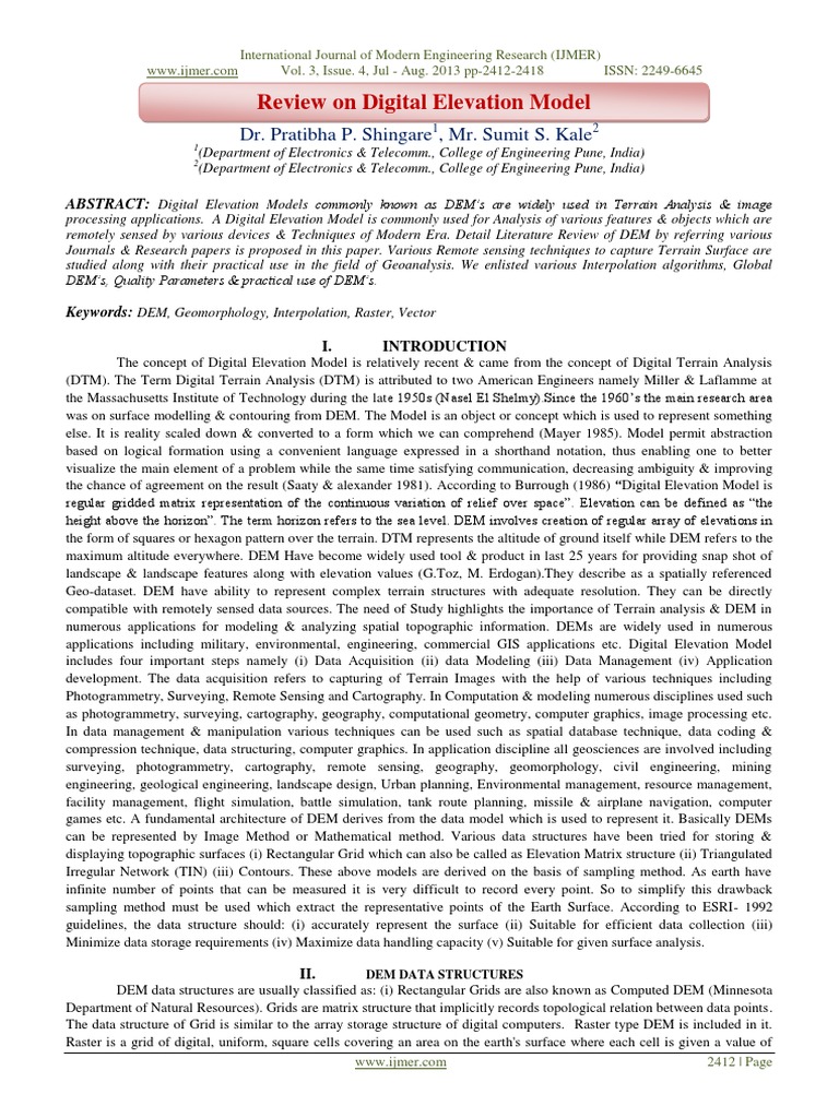 Review On Digital Elevation Model | PDF | Topography | Lidar