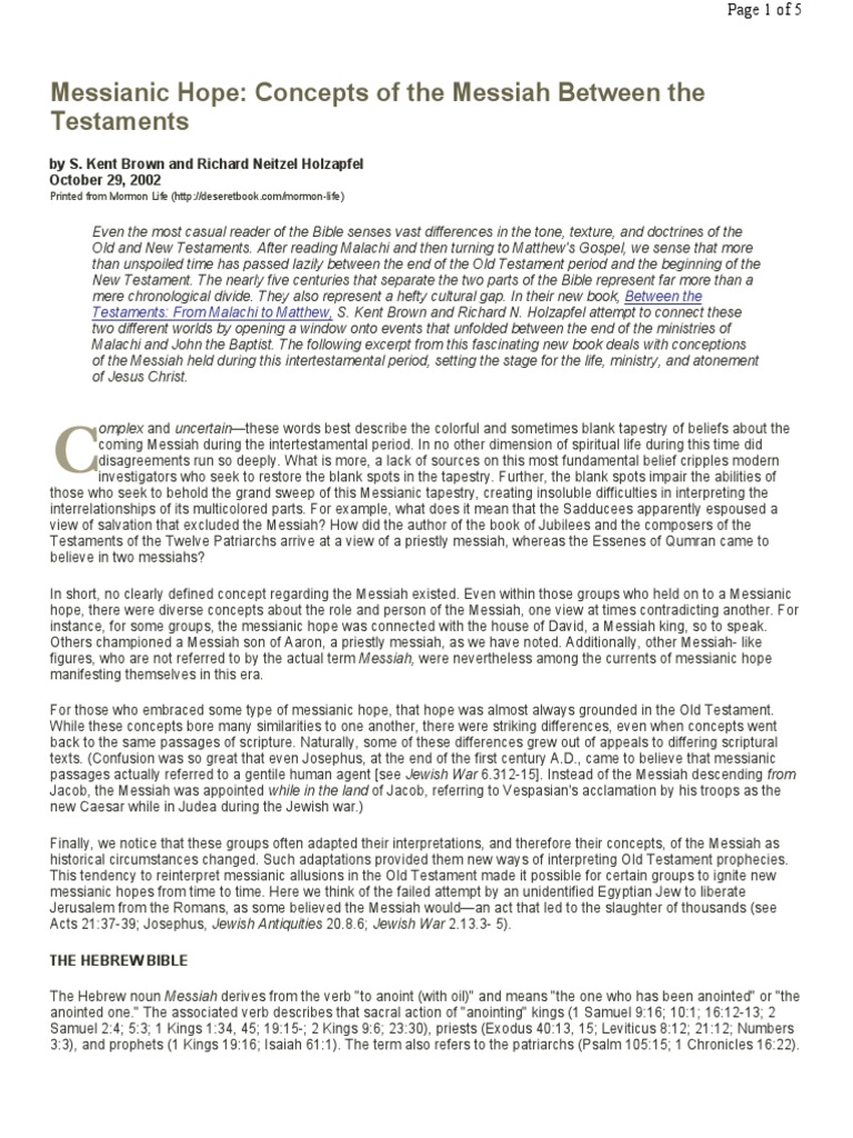 Messianic Hope Between The Testaments | PDF | Messiah | Books Of Samuel
