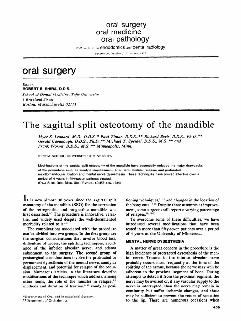 Bilateral Sagittal Split Osteotomy | PDF | Anatomical Terms Of Location ...