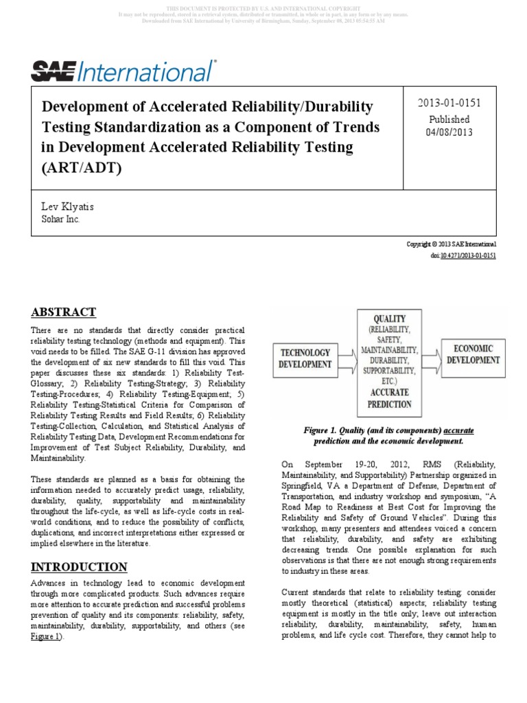 Development of Accelerated Reliability/Durability Testing ...