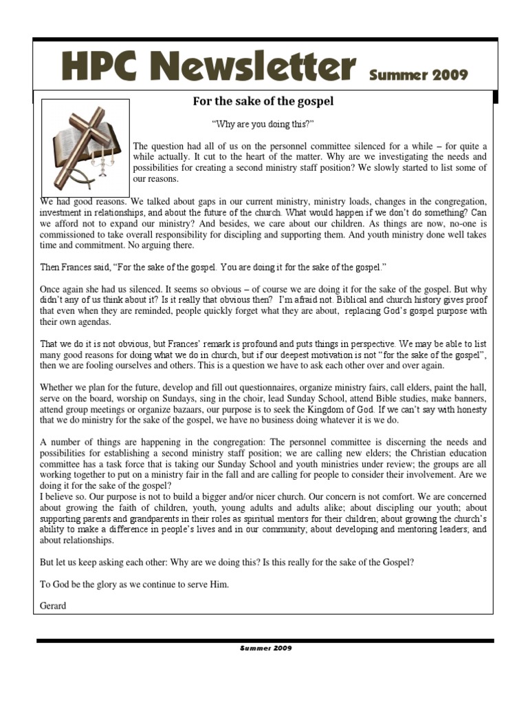 HPC Newsletter Summer 2009 | Download Free PDF | Bible Study (Christian ...