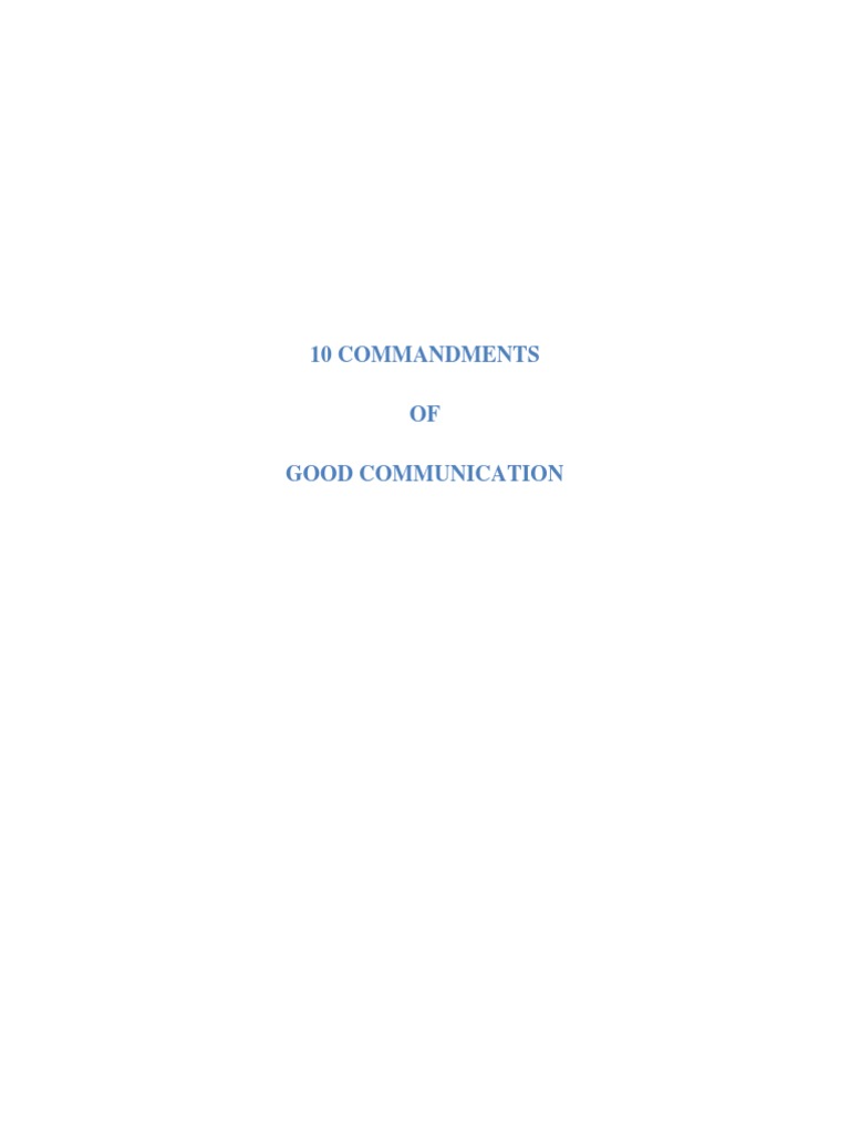 10 Commandments of Good Communication | PDF | Disability | Communication