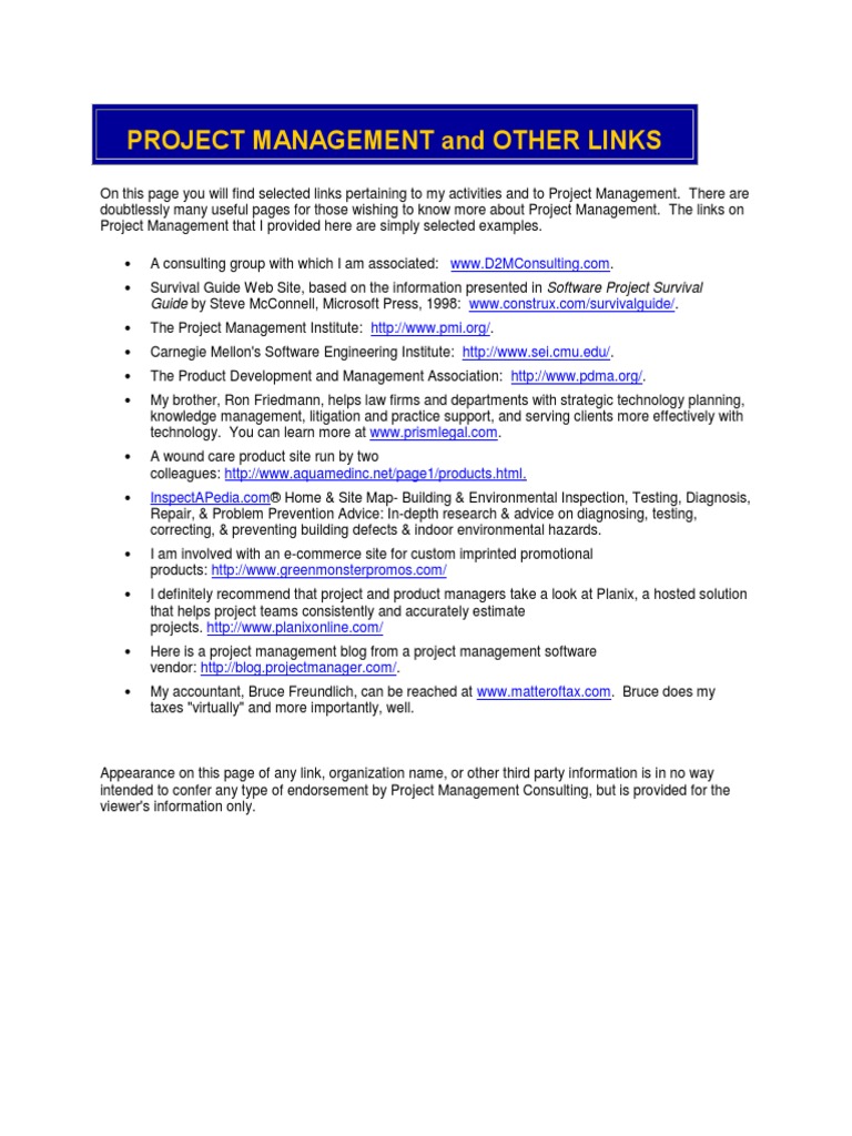 Project Management and Other Links | PDF | Career & Growth | Business