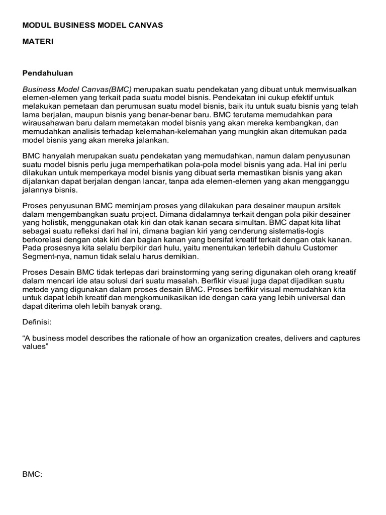 Modul BMC, Business Model Canvas | PDF