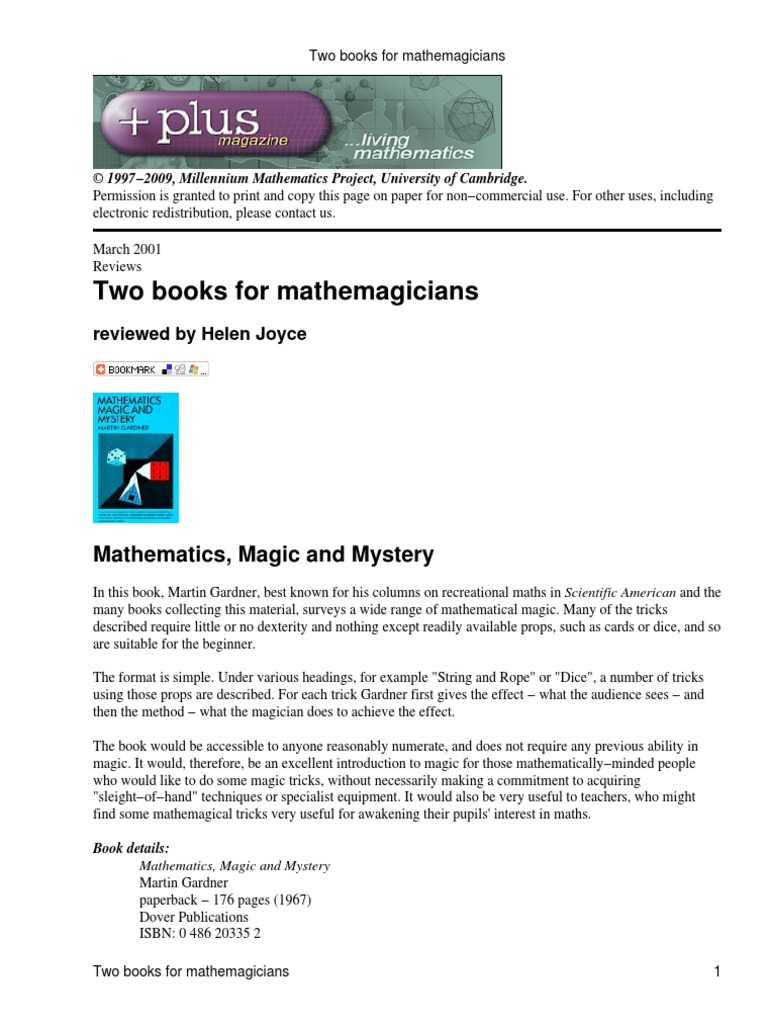 Two Books For Mathemagicians | PDF | Magic (Illusion) | Teaching ...