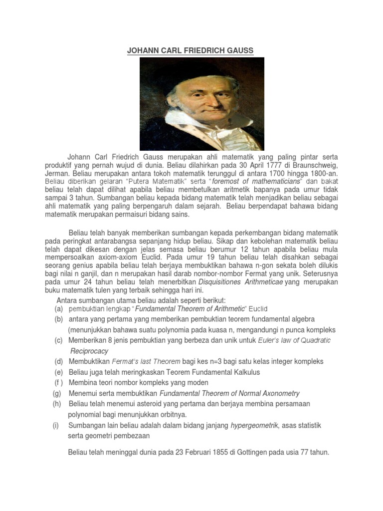 Johann Carl Friedrich Gauss | PDF