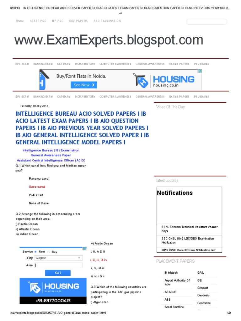IB ACIO Solved Exam Papers Guide | PDF | Science | Engineering