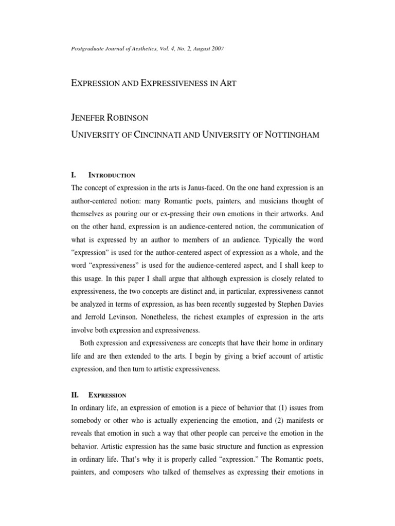 Expression and Expressiveness in Art | PDF | Emotions | Dances
