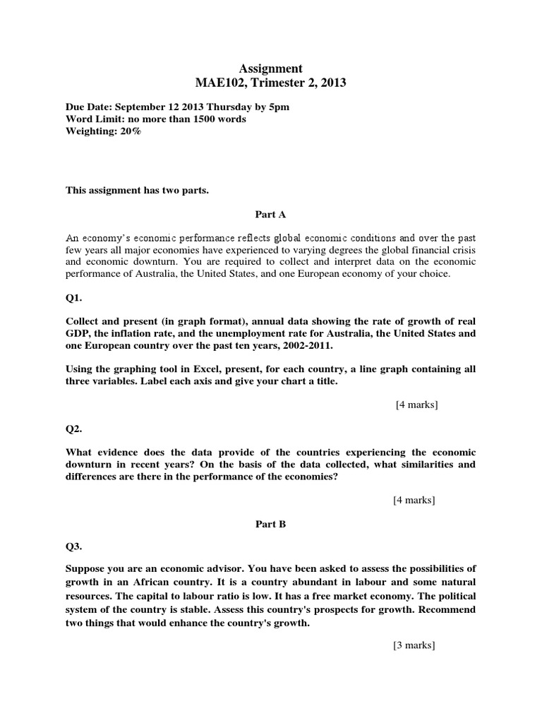 Assignment T2 2013 | PDF | Recession | Economic Growth