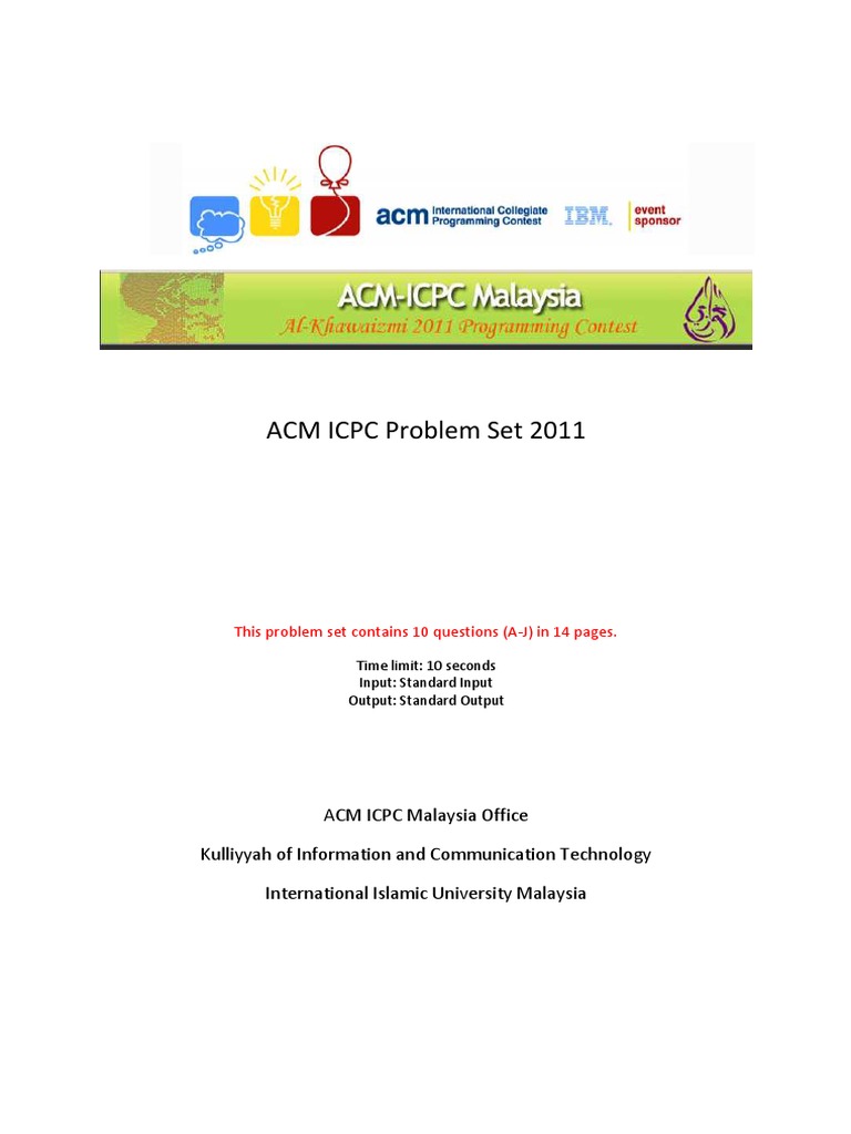 ACM ICPC Problem Set 2011 | PDF | Matrix (Mathematics) | Mathematical ...