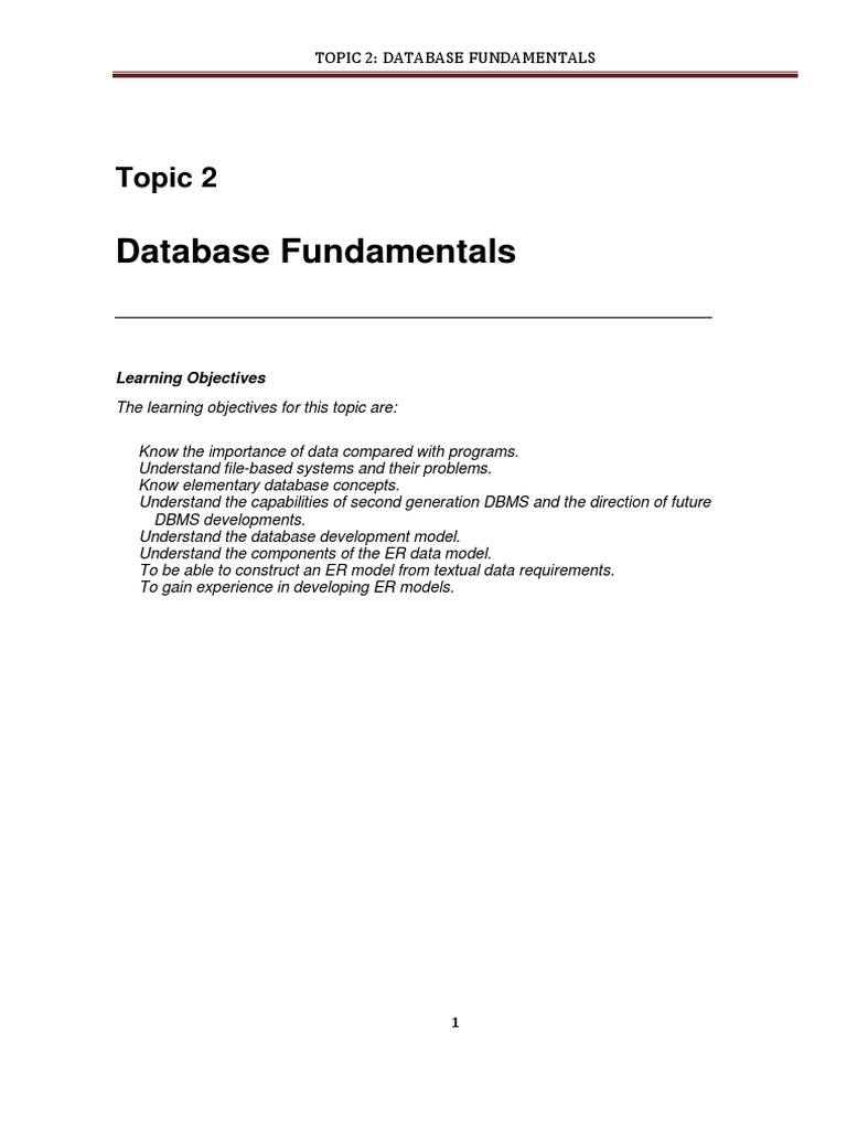 Database Fundamentals: Topic 2 | PDF | Databases | Conceptual Model