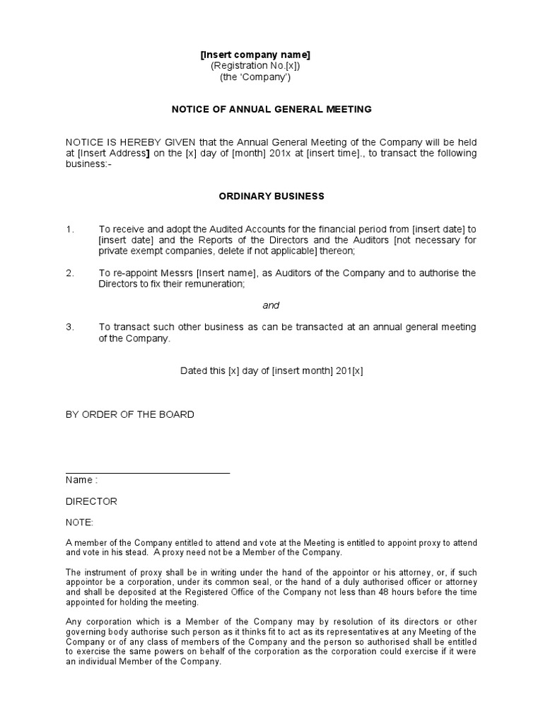 AGM Template | PDF