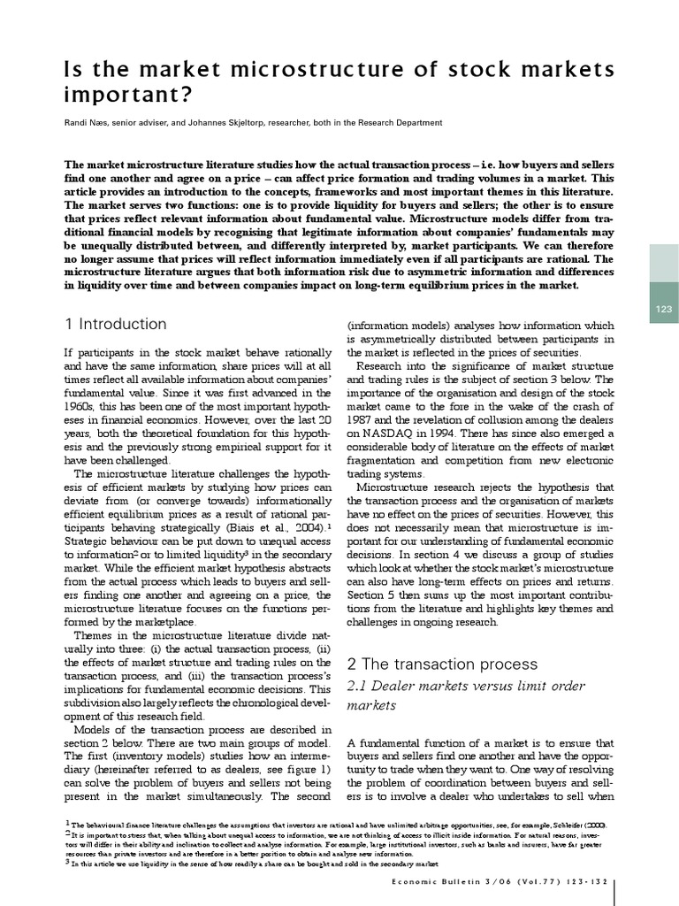 Microstructure Stock Market Pdf