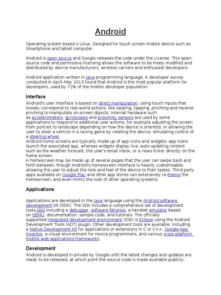 Android | PDF | Android (Operating System) | Application Software