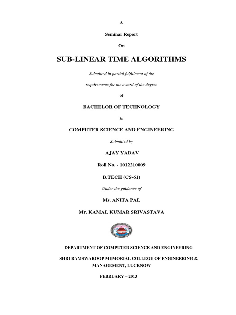 Sublinear Time Algorithm | Download Free PDF | Time Complexity | Mathematical Relations