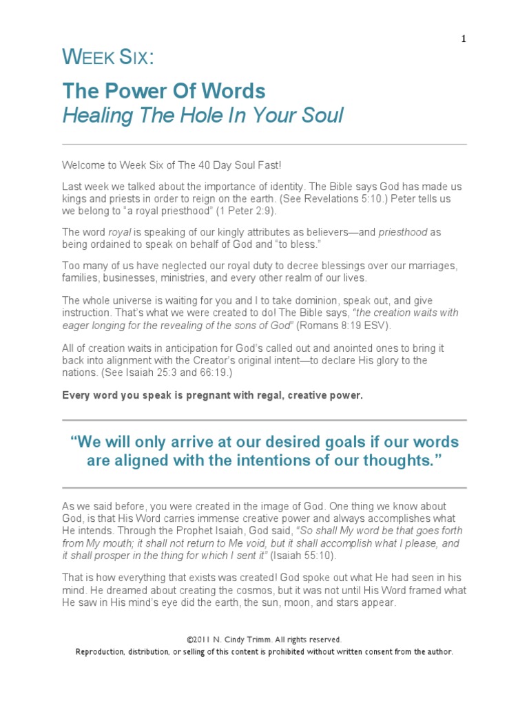 Week Six-The Power of Words | PDF | Priest | Isaiah
