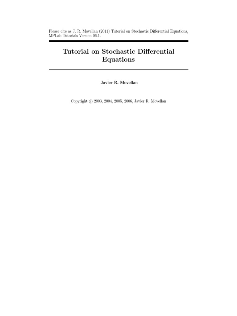 Tutorial On Stochastic Differential Equations | PDF | Stochastic ...