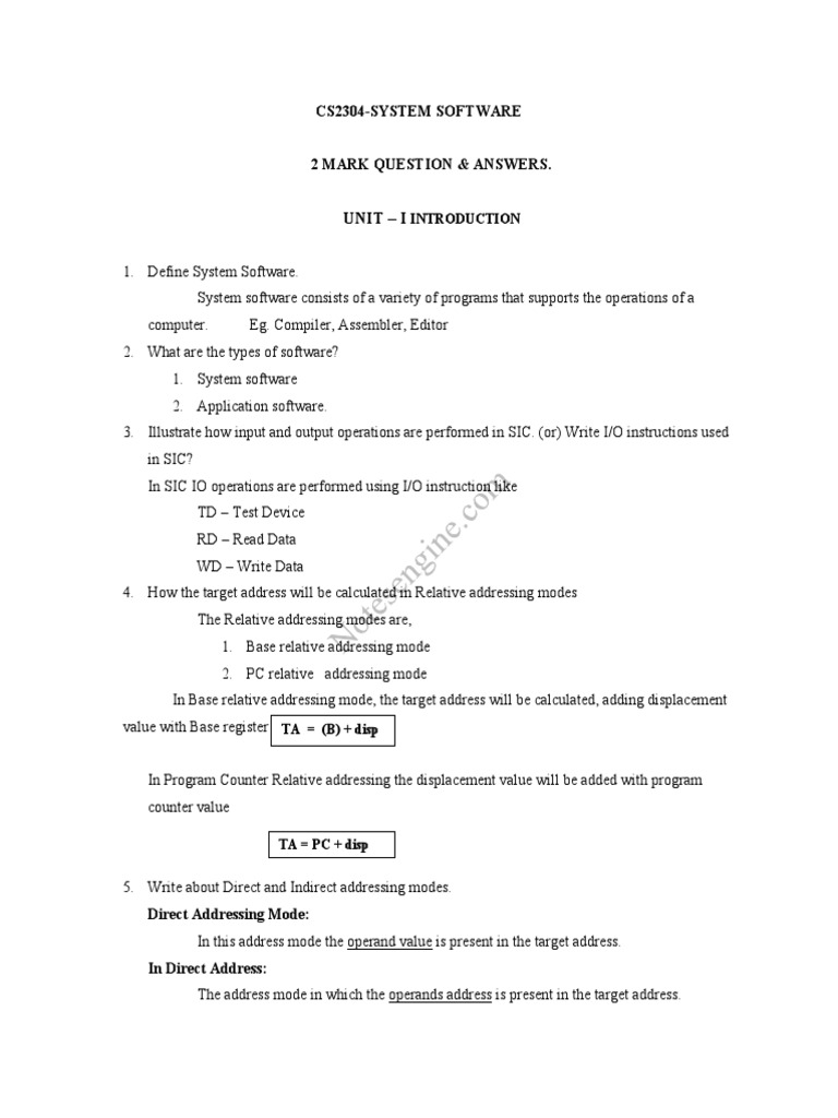 Unit - I: Cs2304-System Software | PDF