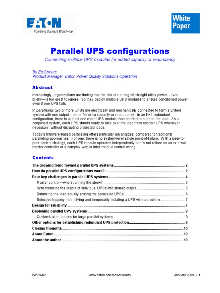 Parallel Ups Systems | Download Free PDF | Data Center | Power Inverter