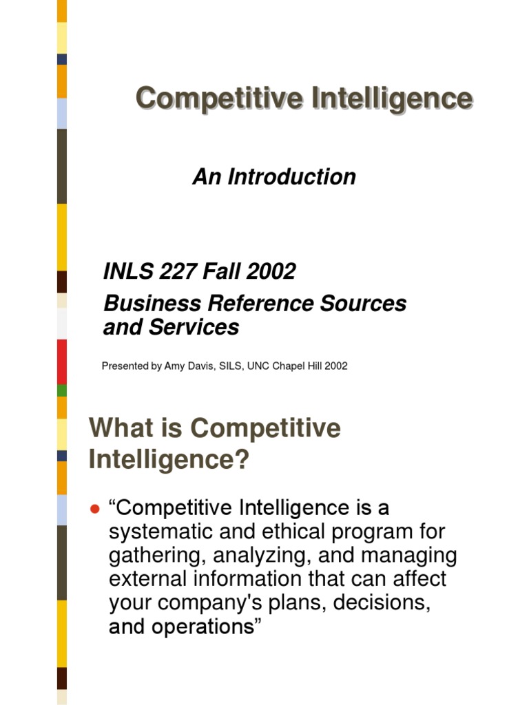 Competitive Intelligence: An Introduction | PDF | Business | Cognition
