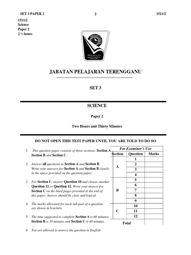 Set 3 Paper 2 | PDF | Teaching Methods & Materials | Science & Mathematics