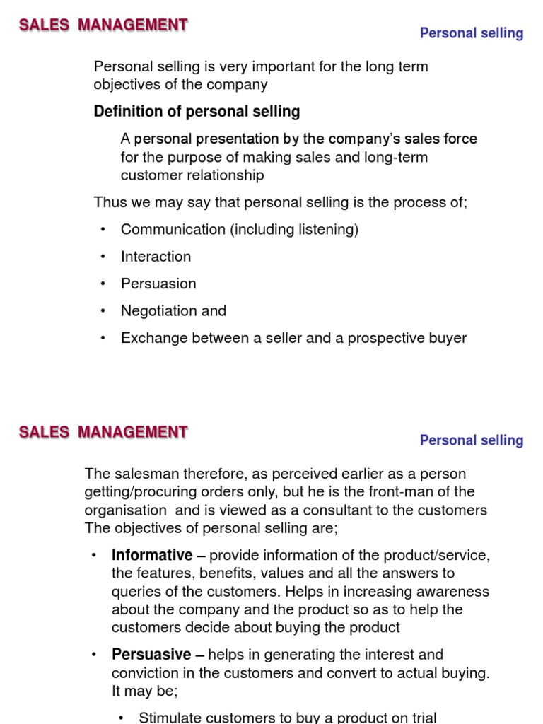 Personal Selling Strategies and Techniques | PDF