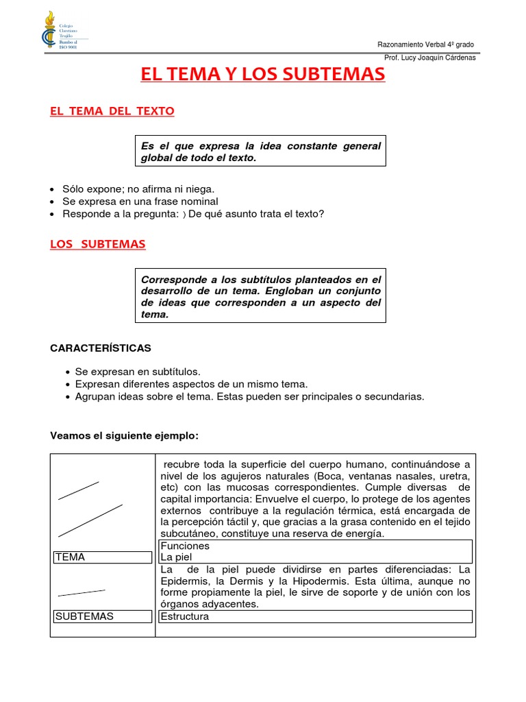 Ejemplos de Tema y Subtemas para Primaria | PDF | Piel | Riñón