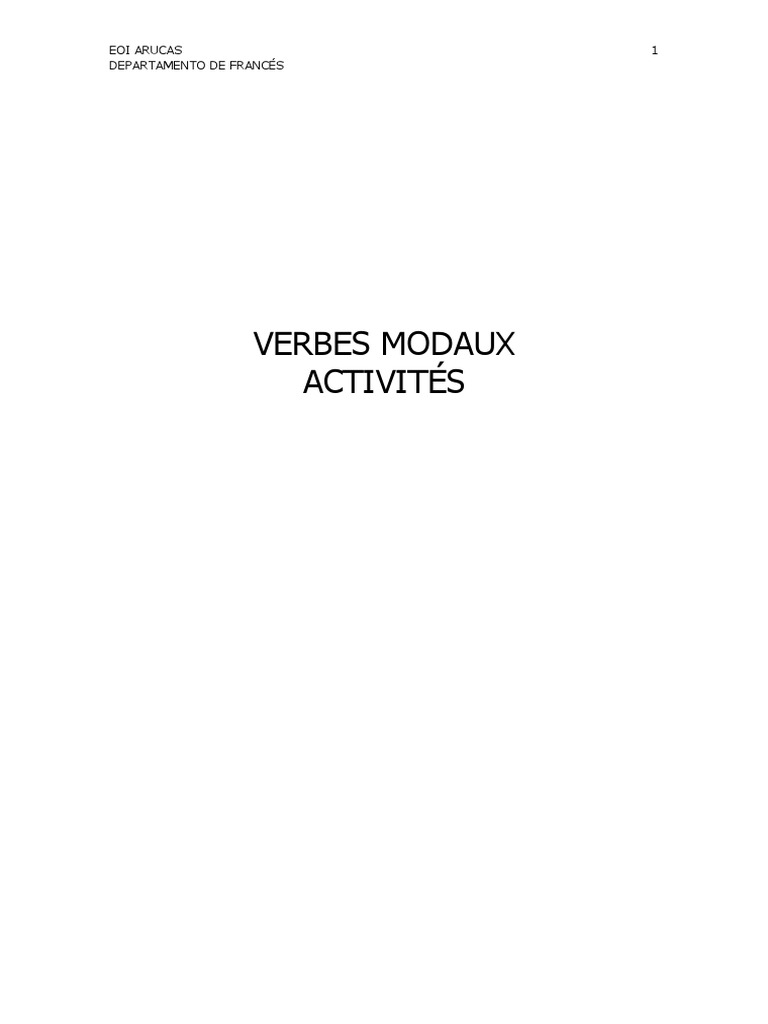 Activites Verbes Modaux | PDF | Estudios de idiomas extranjeros