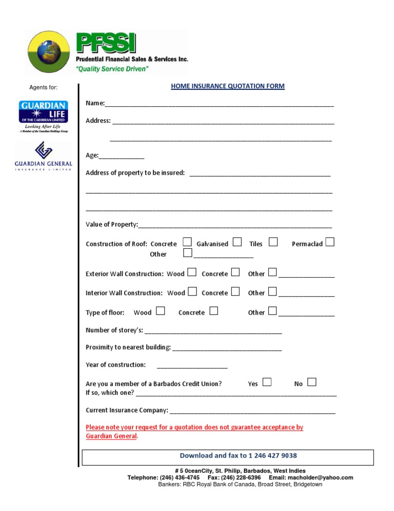 Home Insurance Quote Form | PDF | Finance & Money Management | Law